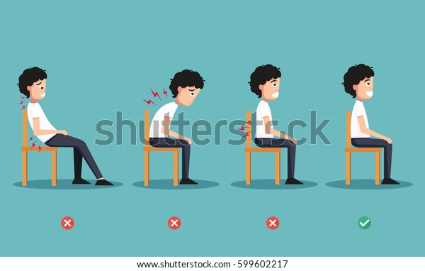 Wrong Right Ways Positions Sittingillustration Vector Stock Vector ...