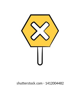 Wrong Signage Icon Yellow Hand Drawn Stock Vector (Royalty Free ...