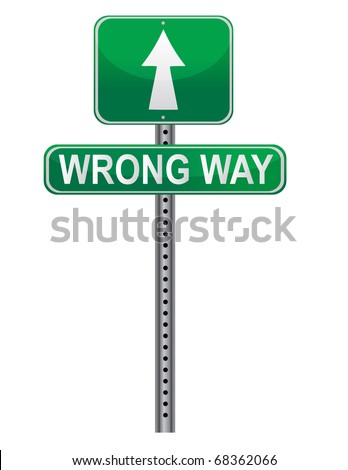Wrong Way Street Sign Isolated Over Stock Vector (Royalty Free ...