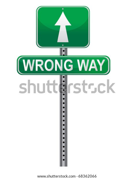 Wrong Way Street Sign Isolated Over Stock Vector (Royalty Free ...