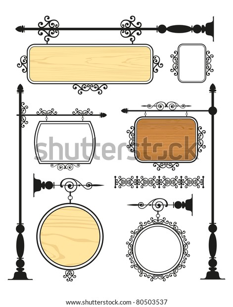 Wrought Iron Signage Vector Set Stock Vector (Royalty Free) 80503537 ...