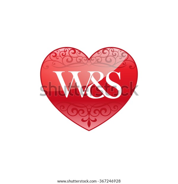 Ws Initial Letter Logo Ornament Heart Stock Vector (Royalty Free ...