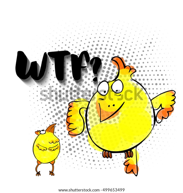 Wtf Face Yellow Doodle Chicken Character Stock Vector (Royalty Free ...