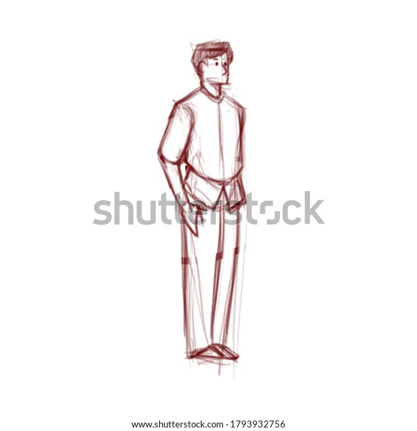Wushu Character Concept Design Hand Drawing Stock Vector (Royalty Free ...