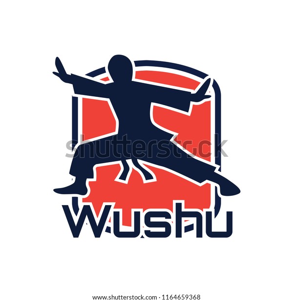 Wushu Weapon Logo Isolated On White 스톡 벡터(로열티 프리) 1164659368