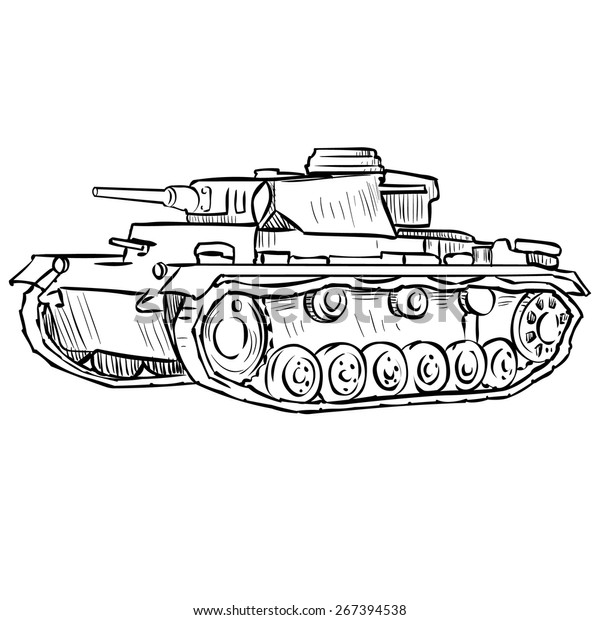 Ww2 German Medium Tank Hand Drawn Stock Vector (Royalty Free) 267394538