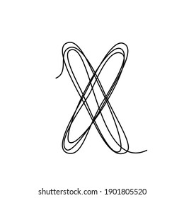 X Continuous Thin Line Letter Vector Stock Vector (royalty Free