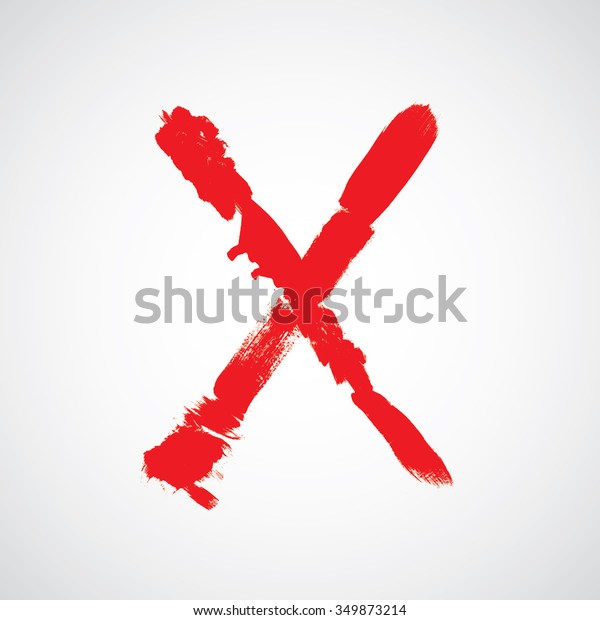 X Handwritten Letter Red Cross Sign Stock Vector (Royalty Free ...