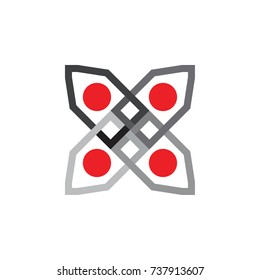 X Letter Four Arrow Logo Design Stock Vector (Royalty Free) 737913607 ...