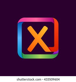 X Letter Neon Logo Square Stock Vector (Royalty Free) 433509604 ...