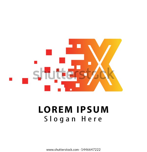 X Letter Pixel Motion Logo Design Stock Vector (Royalty Free ...