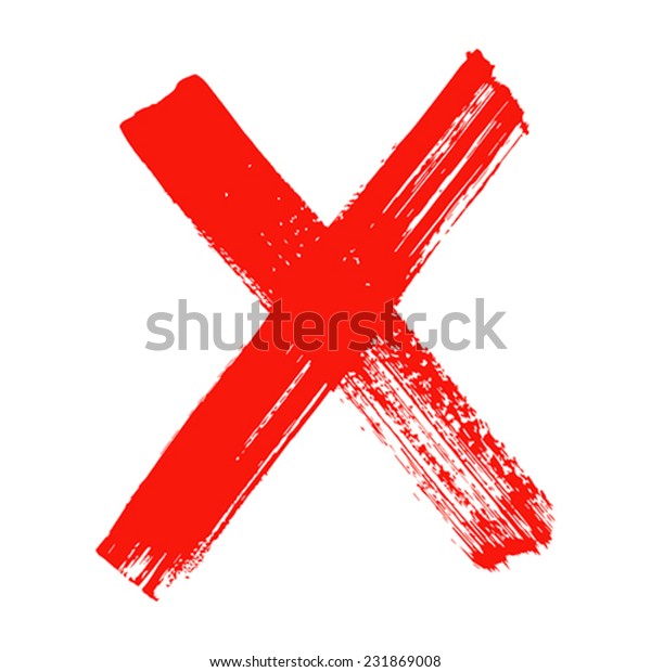 X Red Handwritten Letter On White Stock Vector (Royalty Free) 231869008