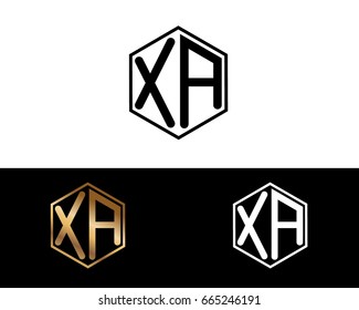 Xa Initial Letters Linked Hexagon Shape Stock Vector (Royalty Free ...