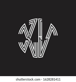 Xv Logo Monogram Triple Ribbon Style Stock Vector (Royalty Free ...