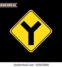 Y Intersection Traffic Sign Vector Illustration Stock Vector (Royalty ...