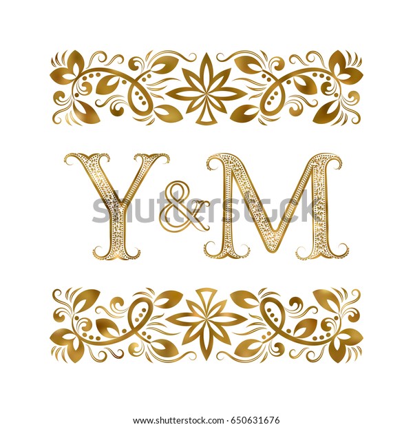 Y M Initials Vintage Logo Letters Stock Vector (Royalty Free) 650631676