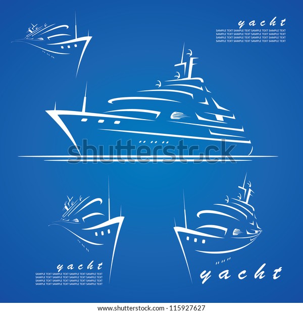 Yacht Labels Vector Illustrations Stock Vector (Royalty Free) 115927627