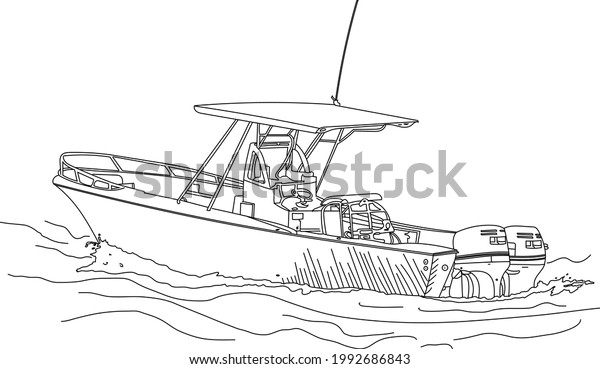 Yachts Illustration Line Vector Drawing Stock Vector (Royalty Free ...