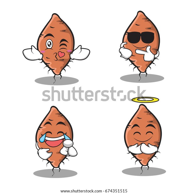 Yam Character Cartoon Set Stock Vector (Royalty Free) 674351515 ...