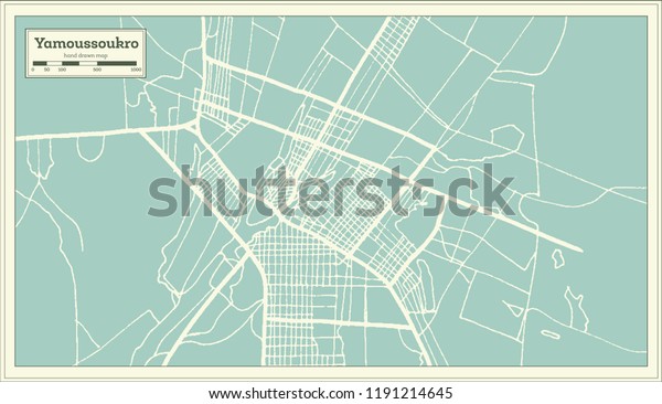 Yamoussoukro Ivory Coast City Map Retro Stock Vector (Royalty Free ...