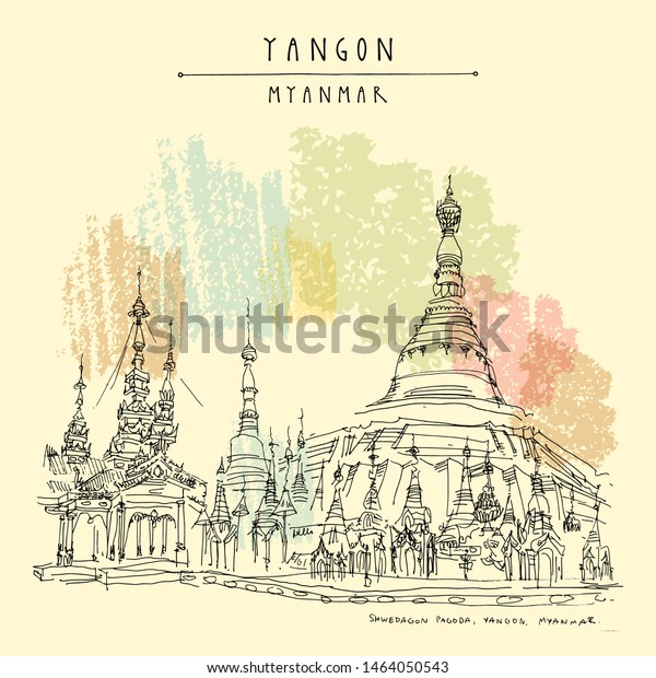 Yangon Rangoon Myanmar Burma Southeast Asia Stock Vector (Royalty Free ...