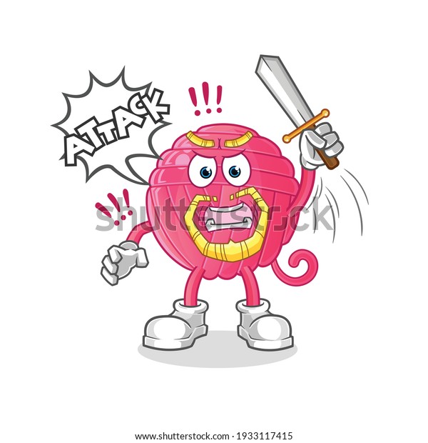 Yarn Ball Knights Attack Sword Character Stock Vector (Royalty Free ...