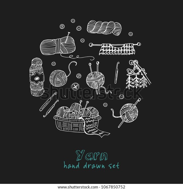 Yarn Hand Drawn Doodle Set Sketches Stock Vector (Royalty Free ...