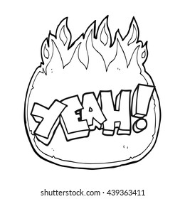 Yeah Freehand Drawn Black White Cartoon Stock Vector (Royalty Free ...