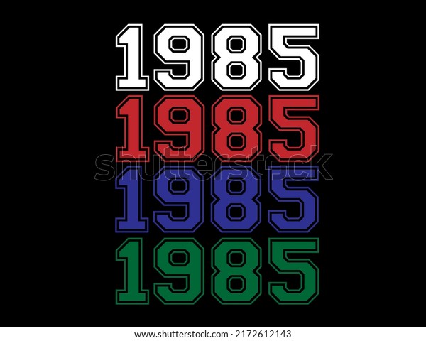 Year 1985 School Font Numeral White Stock Vector (Royalty Free ...