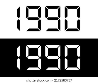 Year 1990 Black White Digital Numbers Stock Vector (Royalty Free ...