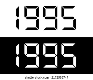 Year 1995 Black White Digital Numbers Stock Vector (Royalty Free ...