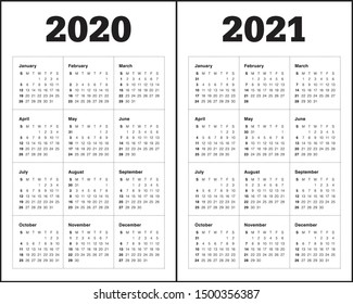 Year 2020 2021 Calendar Vector Design Stock Vector (Royalty Free ...