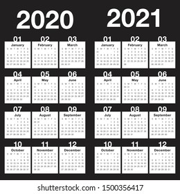 Year 2020 2021 Calendar Vector Design Stock Vector (Royalty Free ...