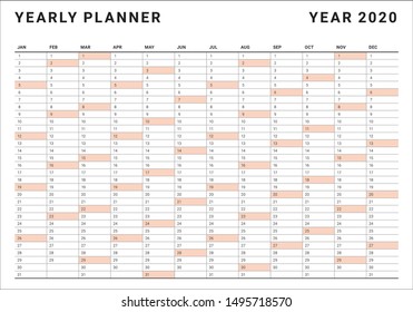 Calendar Yearly Planner Template 2021 Printable: เวกเตอร์สต็อก (ปลอดค่า ...