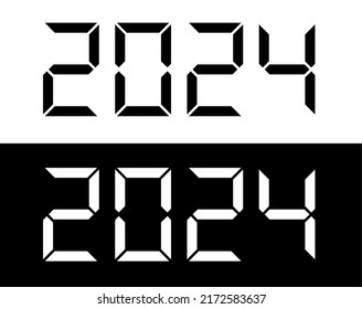 Year 2024 Black White Digital Numbers Stock Vector (Royalty Free ...