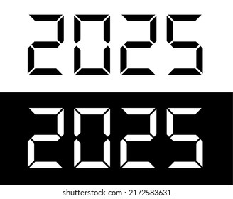 Year 2025 Black White Digital Numbers Stock Vector (Royalty Free ...