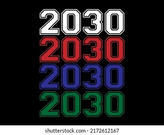 Year 2030 School Font Numeral White Stock Vector (Royalty Free ...
