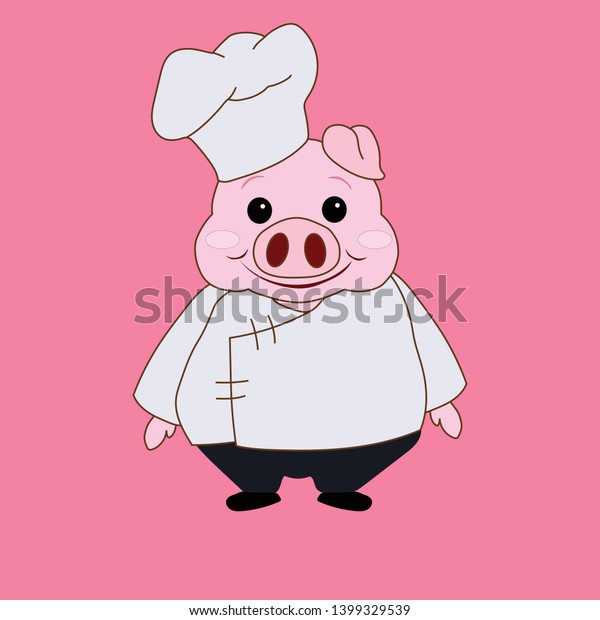Year Pig Cook Pig Isolated Background Stock Vector (Royalty Free ...