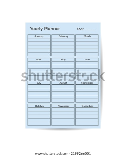 Yearly Planner Template Minimalist Planners Business Stock Vector ...