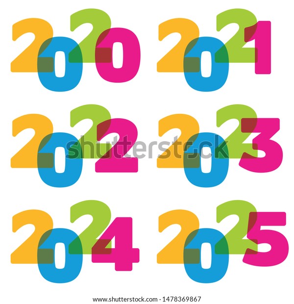 Years 2020 2025 Numbers Different Colors: vector de stock (libre de ...