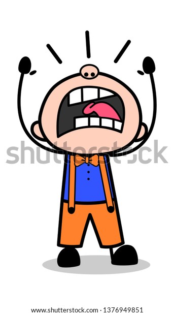 Yelling Retro Cartoon Carpenter Worker Vector Stock Vector (Royalty ...