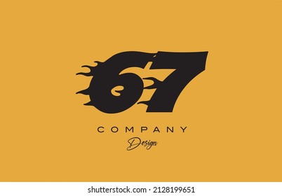 Yellow 67 Number Logo Icon Design Stock Vector (Royalty Free ...