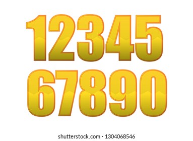 Yellow Abstract Numbers Isolated On White Stock Vector (Royalty Free ...