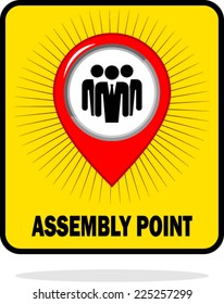 Yellow Assembly Point Sign Stock Vector (Royalty Free) 225257299 ...