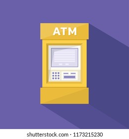 Yellow Atm Machine On Purple Background Stock Vector (Royalty Free ...