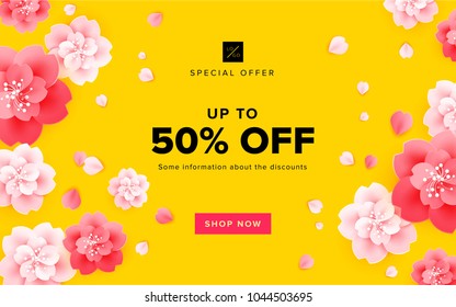 Spring Sale Design Beautiful Flowers Cherry Stock Vector (Royalty Free ...