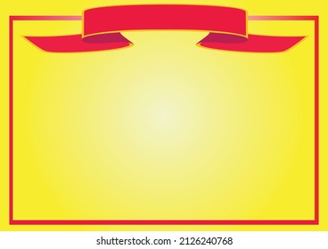 Yellow Background Ribbon Red Frame Celebrate Stock Vector (Royalty Free ...