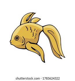 Yellow Beautiful Long Tail Fish Cute Stock Vector (Royalty Free ...