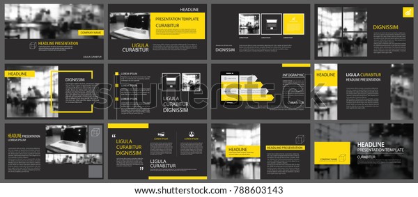 Yellow Black Presentation Templates Infographics Elements Stock Vector ...