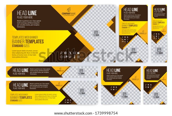 Yellow Black Web Banners Templates Standard Stock Vector (Royalty Free ...